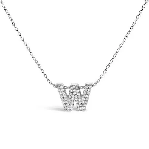HAUS OF BRILLIANCE 10k Gold Diamond Accent Initial Pendant Necklace - White | W